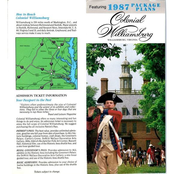 None | Accents | 987 Colonial Williamsburg Virginia Map Travel Brochure ...